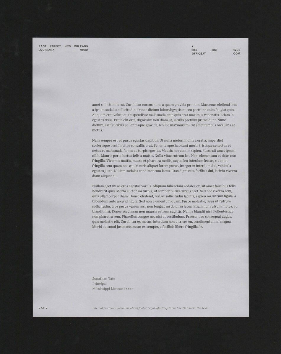 Office of Jonathan Tate – Constance — Erik Kiesewetter. New Orleans.